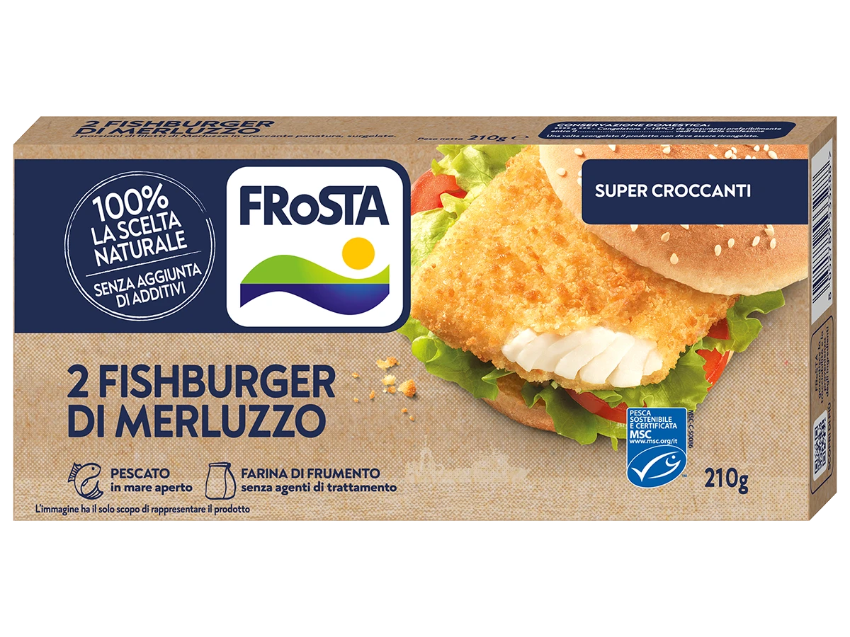 Fishburger di merluzzo panati , hamburger di pesce