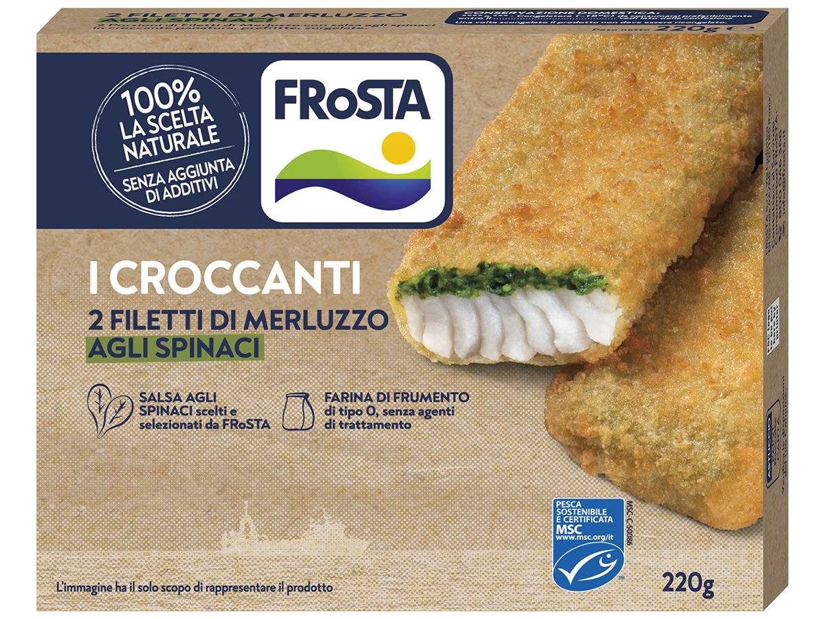 Filetti di merluzzo surgelati, croccanti agli spinaci | FRoSTA