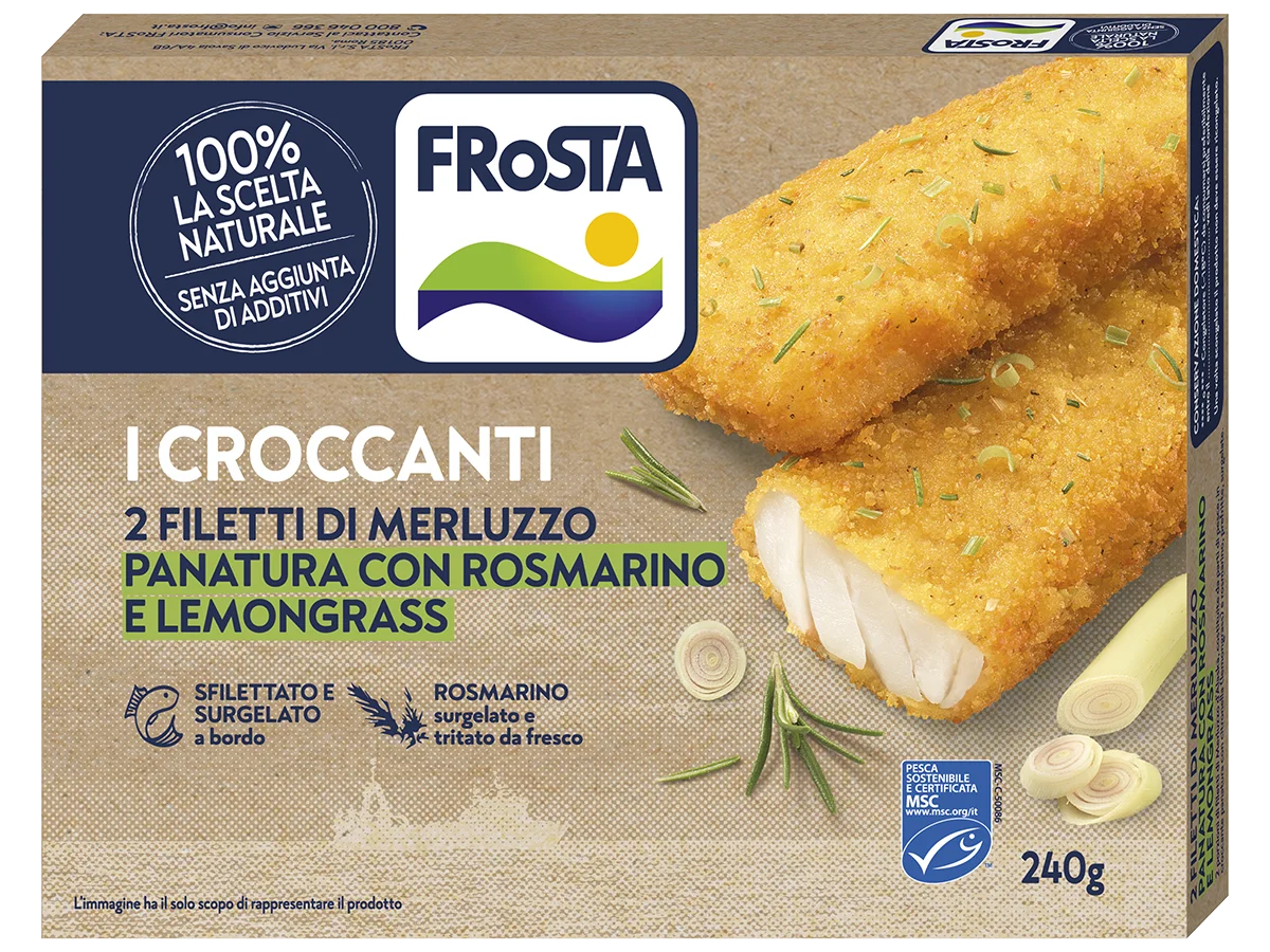 Filetti di merluzzo surgelati impanati rosmarino, lemongrass
